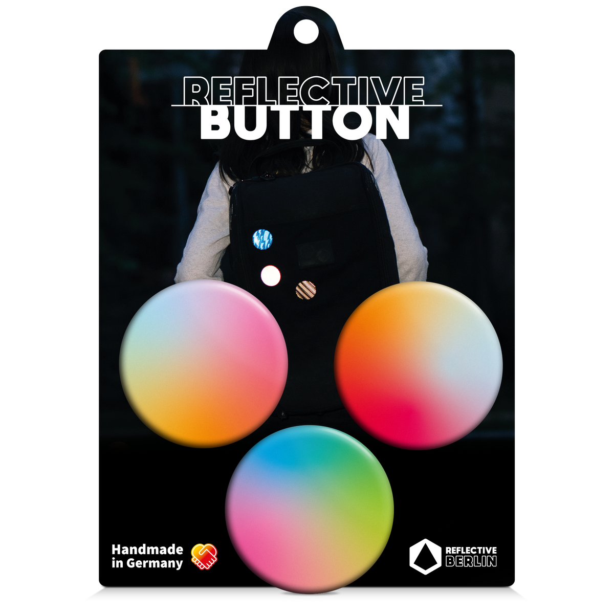 Reflektierende Anstecker - Regenbogen Farbverlauf – REFLECTIVE Berlin